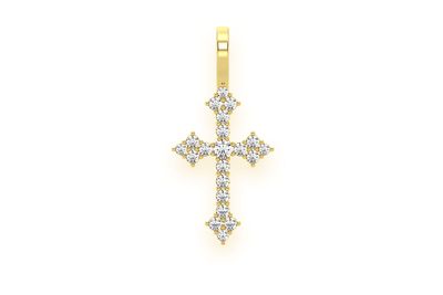 Icebox - Jagged Cross Diamond Pendant 14k Solid Gold 10.00ctw