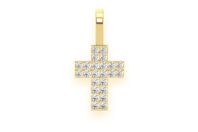 Icebox - Jagged Cross Diamond Pendant 14k Solid Gold 10.00ctw