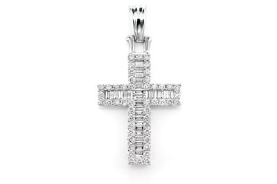 Icebox - Jagged Cross Diamond Pendant 14k Solid Gold 10.00ctw