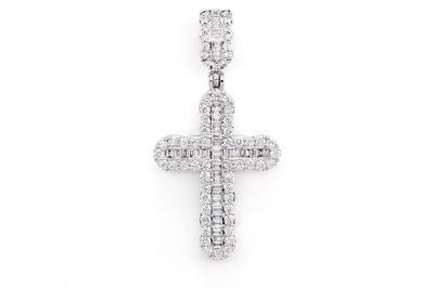 Icebox - Jagged Cross Diamond Pendant 14k Solid Gold 10.00ctw