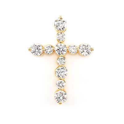 Icebox - Jagged Cross Diamond Pendant 14k Solid Gold 10.00ctw
