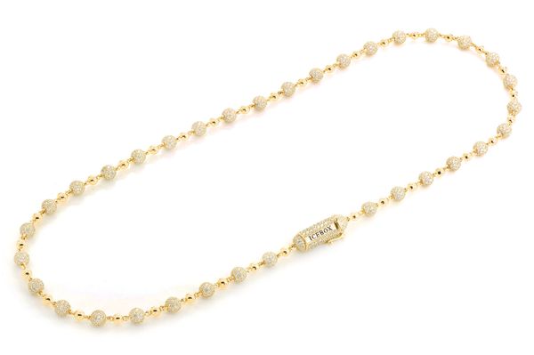 Icebox - Diamond Bead Ball Chain 14k Solid Gold 21.50ctw