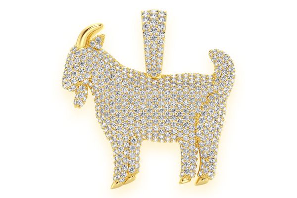 Icebox - Standing Goat Diamond Pendant 14k Solid Gold 3.75ctw